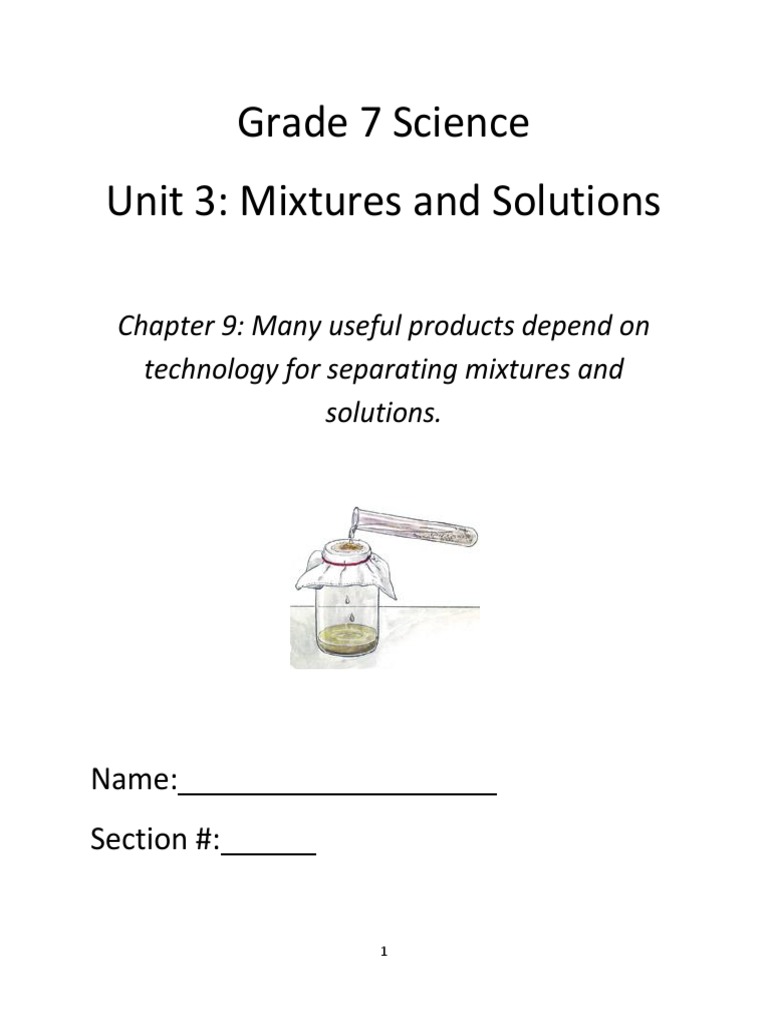 Grade 7 Science Unit 3: Mixtures and Solutions | PDF