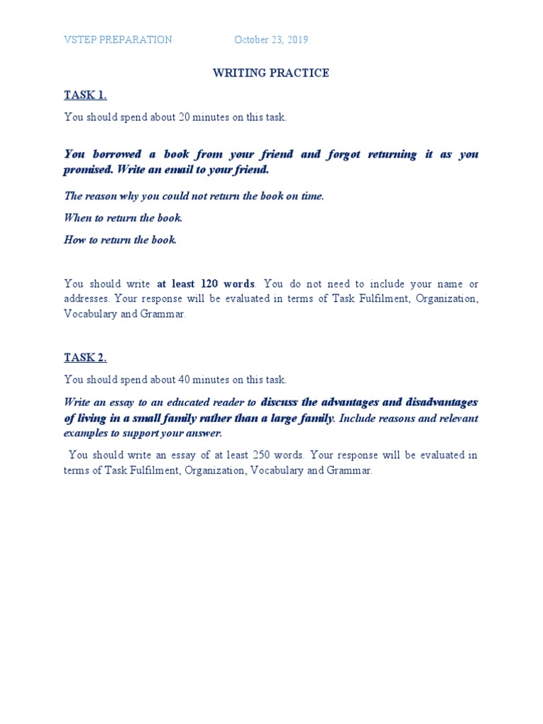 WRITING PRACTICE 1 Topic | PDF | Career & Growth | Language Arts ...