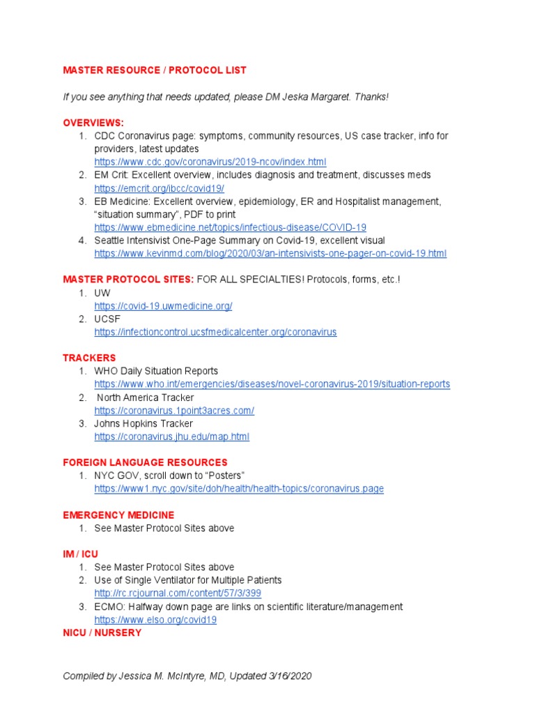 Covid-19 Master Resource List | PDF | Medical Specialties | Clinical ...