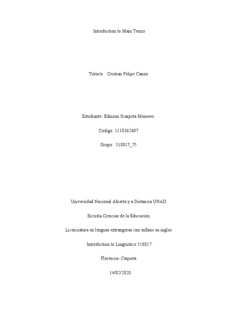 Introduction To Main Terms | PDF | Linguistics | English Language