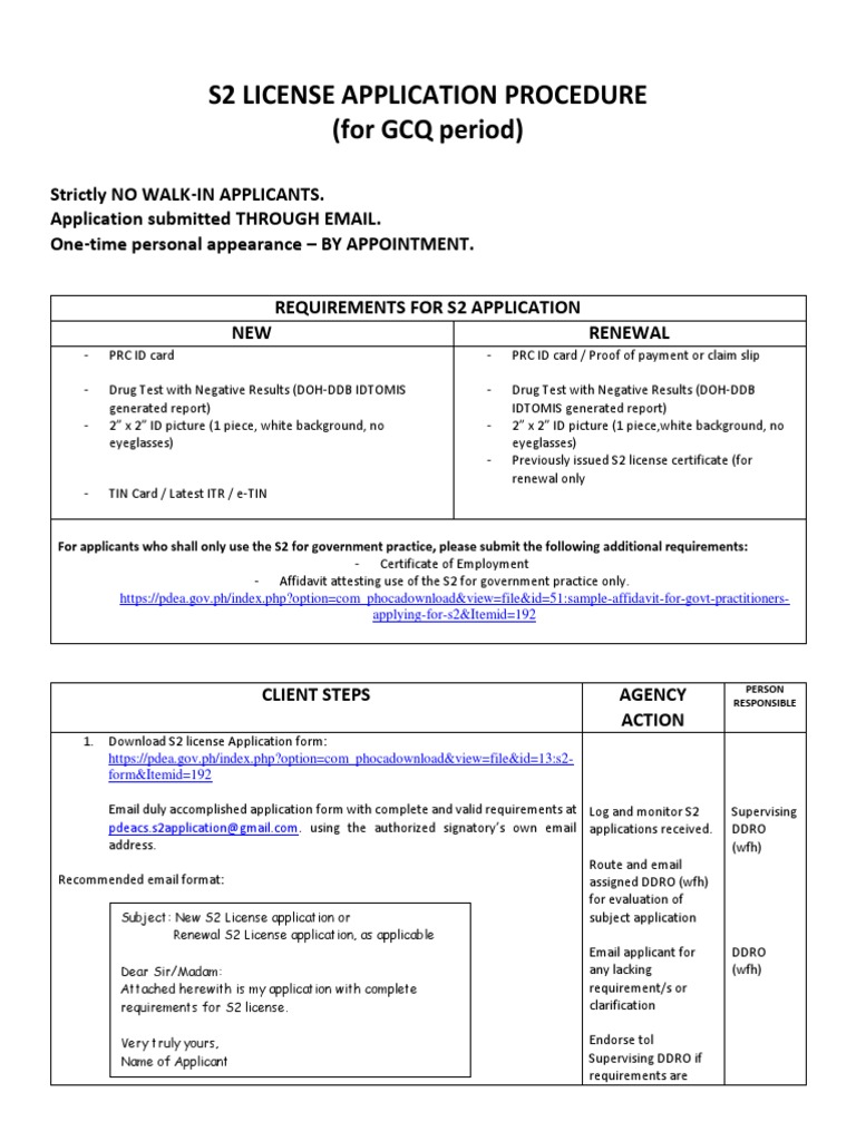 S2 License Application Procedure (For GCQ Period) | PDF | Government ...