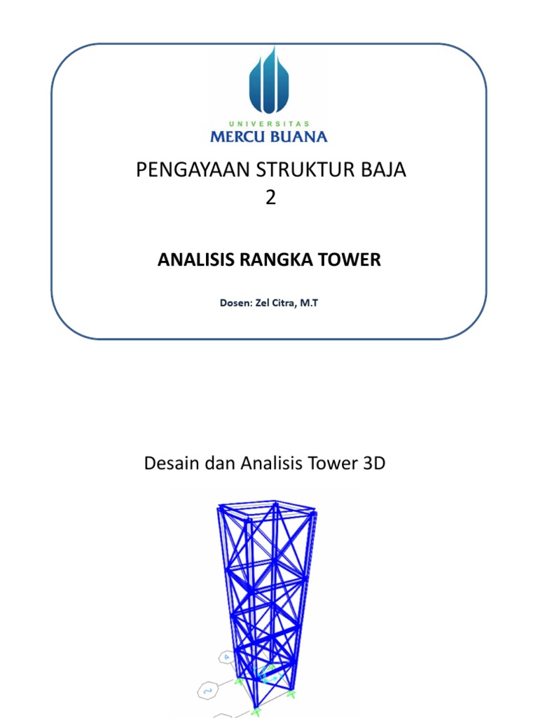 Modul Pengayaan Struktur Baja 2 Analisis Tower 3D SAP2000 | PDF