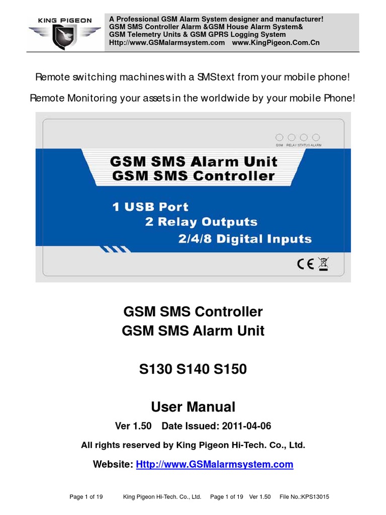 S150 GSM SMS Controller Manual | PDF | General Packet Radio Service | Relay
