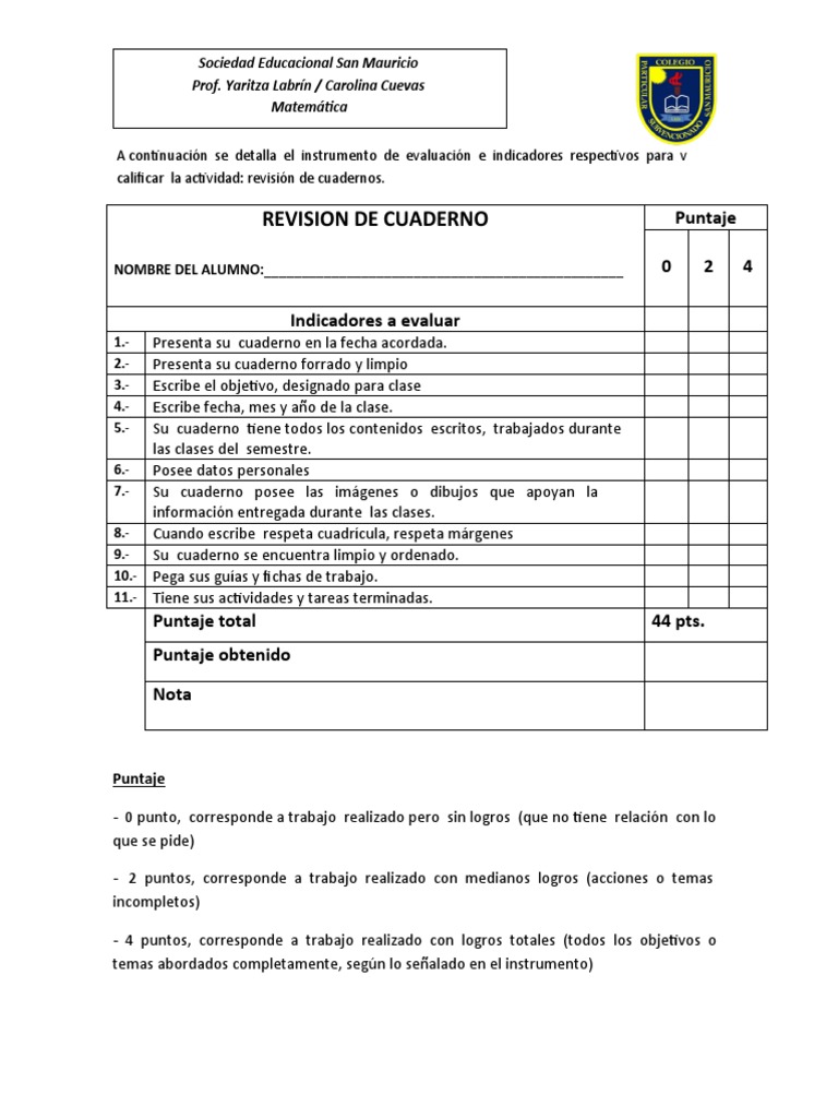 Criterios para la Revisión de Cuadernos | PDF | Crecimiento personal y ...