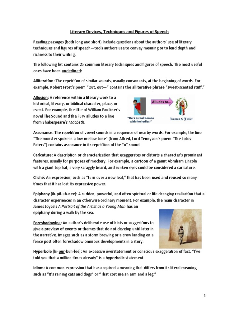 Literary Devices, Techniques and Figures of Speech | PDF | Irony | Poetry