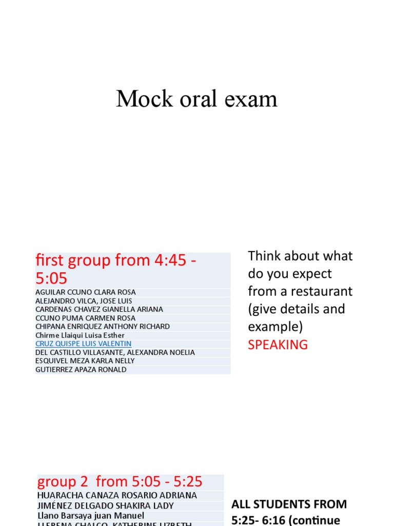 Mock Oral Exam | PDF