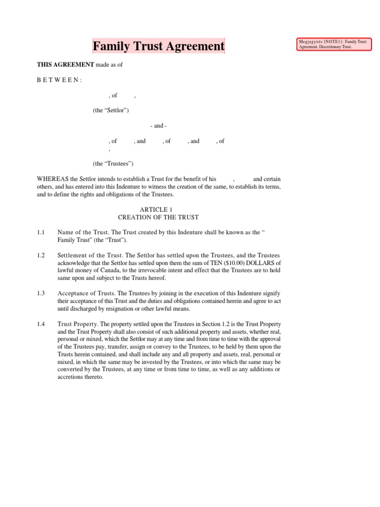 Family Trust Agreement PDF | PDF | Trust Law | Trustee
