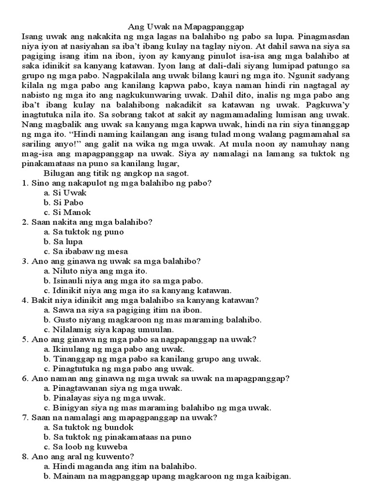 Ang Uwak Na Mapagpanggap | PDF