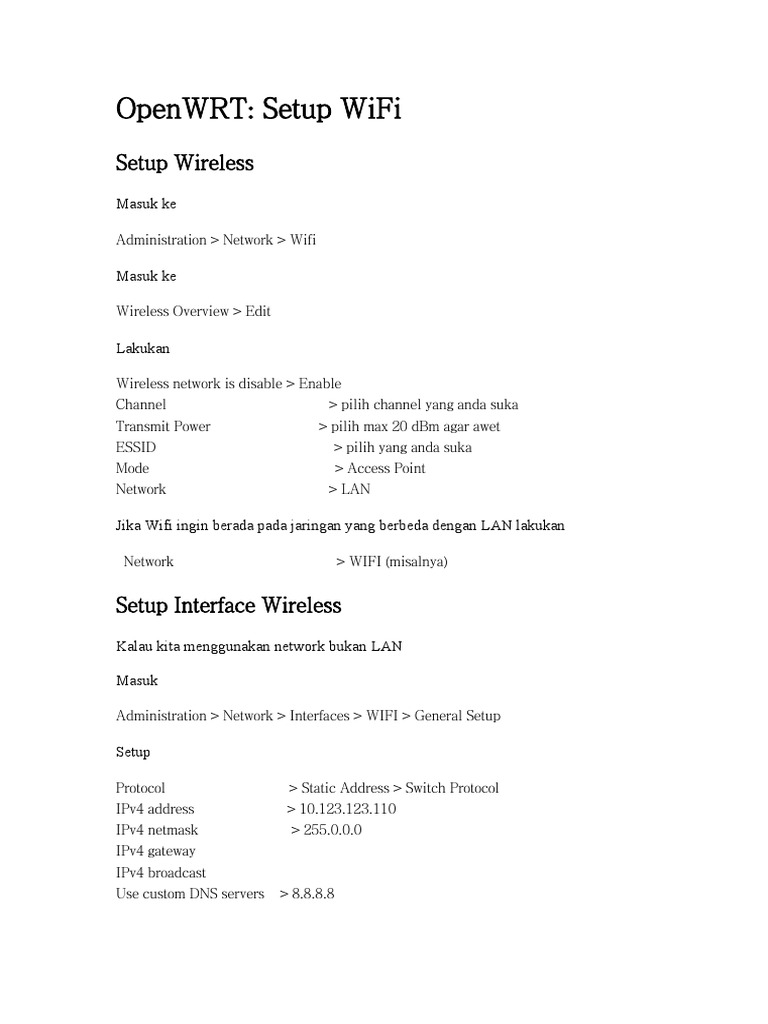 OpenWRT WiFi Setup Guide | PDF