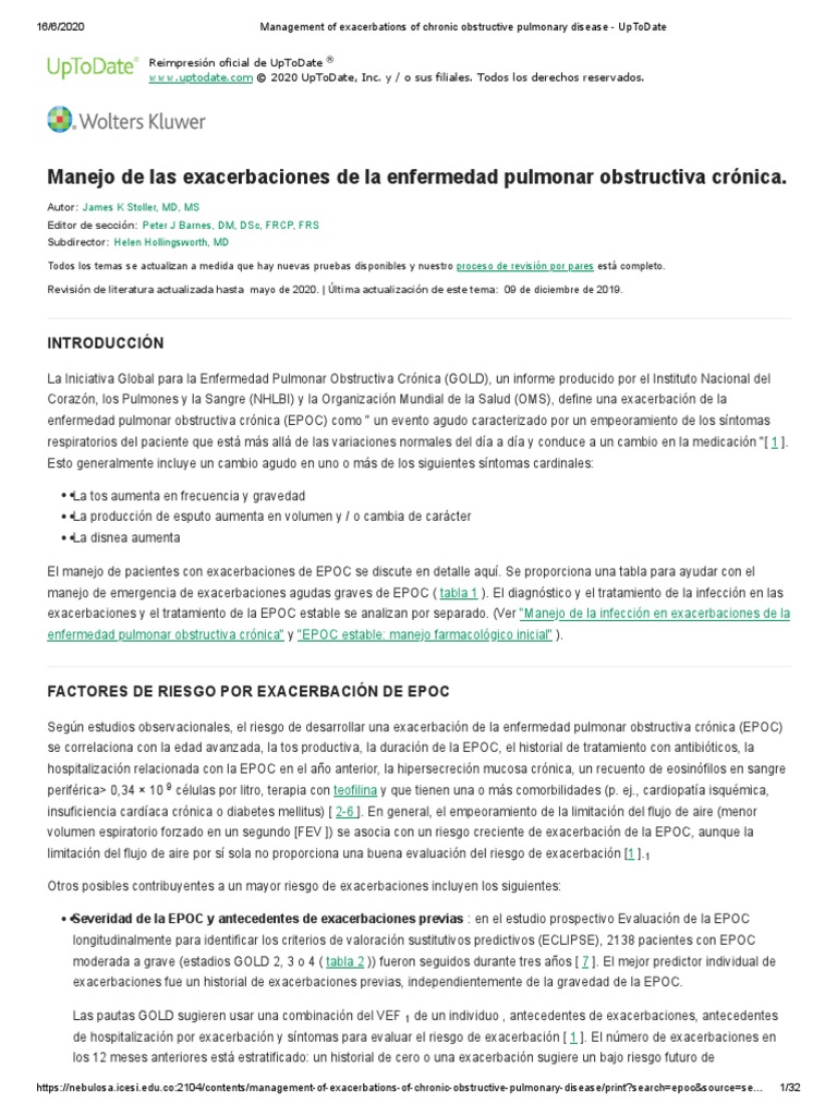 Management of Exacerbations of Chronic Obstructive Pulmonary Disease ...