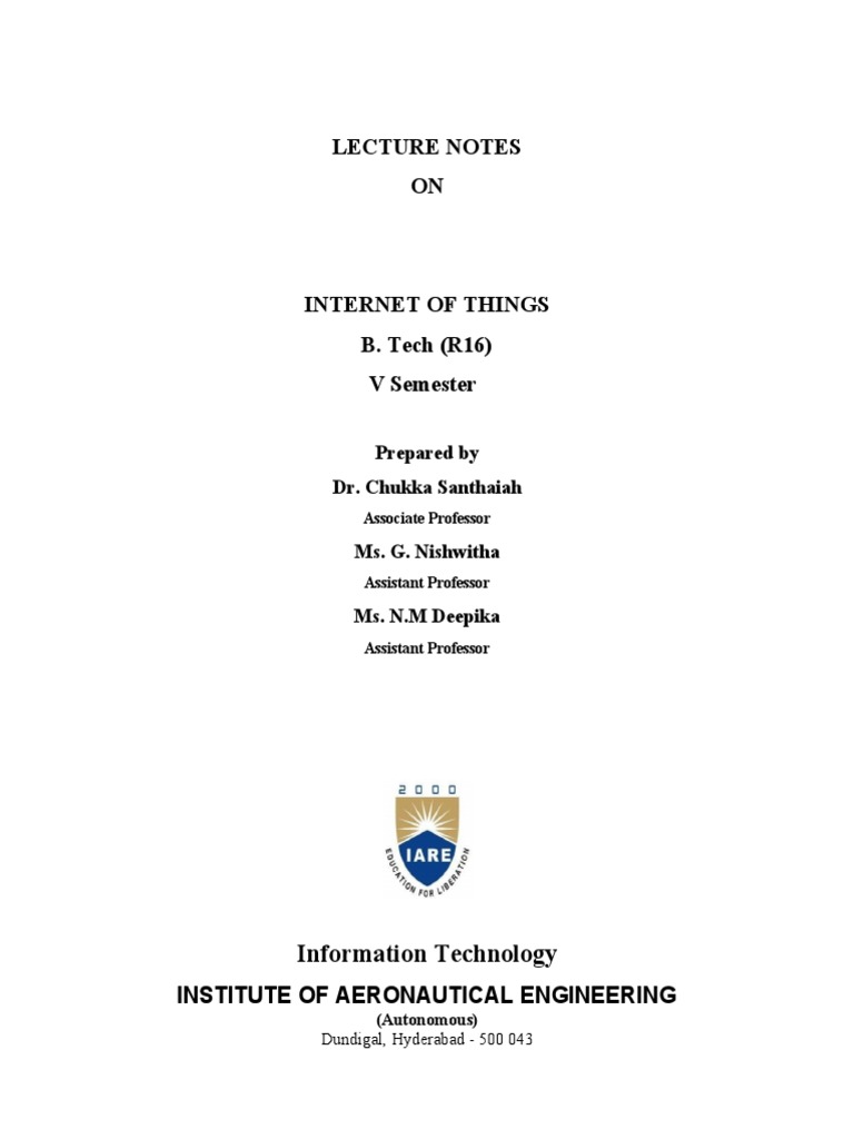 IoT Lecture Notes for B.Tech Students | PDF | Representational State ...