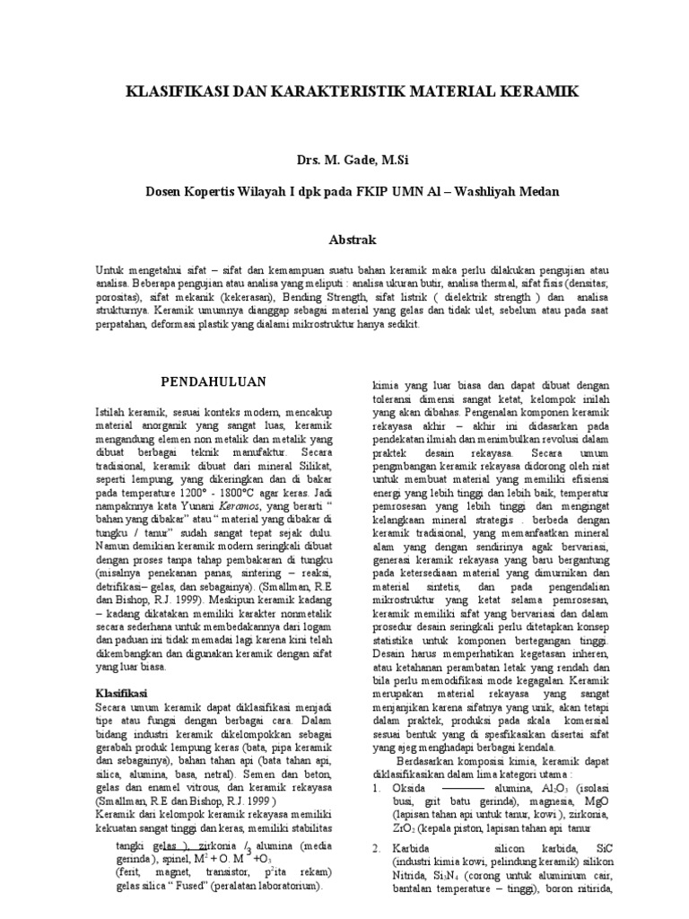 KLASIFIKASI DAN KARAKTERISTIK MATERIAL K-Dikonversi | PDF