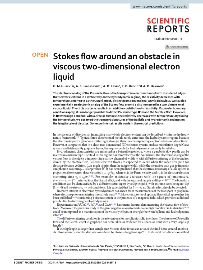 Stokes Flow Around An Obstacle in Viscous Two-Dimensional | PDF ...