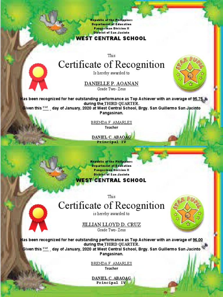 Grade Two Top Achievers Recognition | PDF | Administrative Law | Public ...