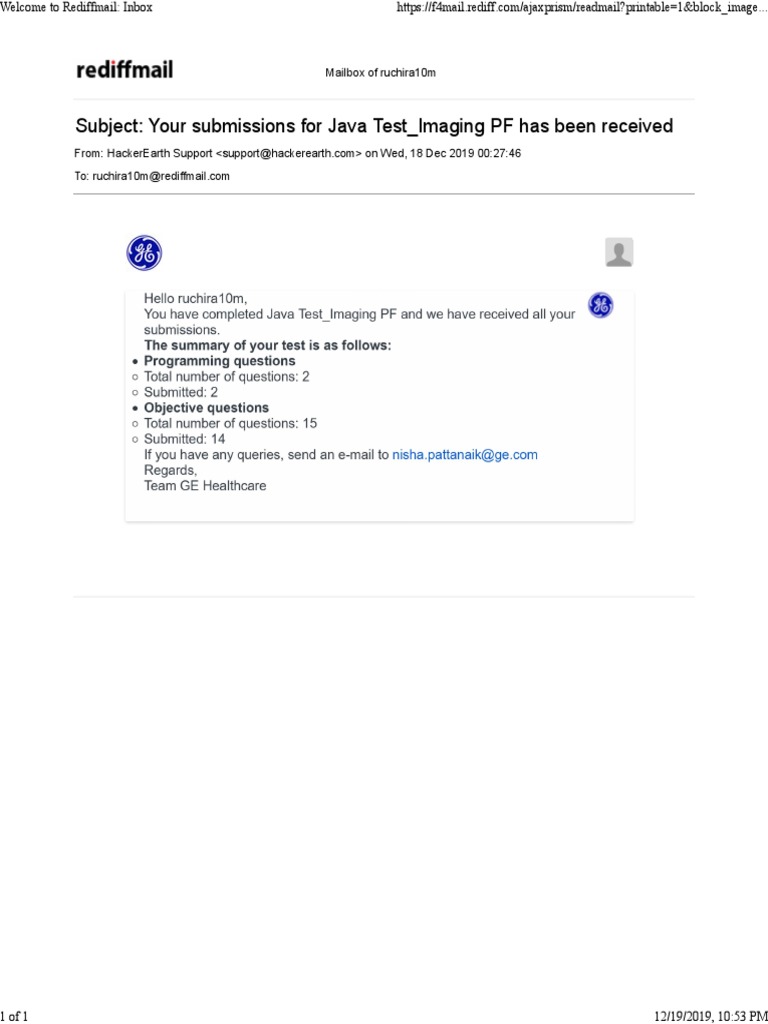 GE Healthcare HackerEarth Test | PDF