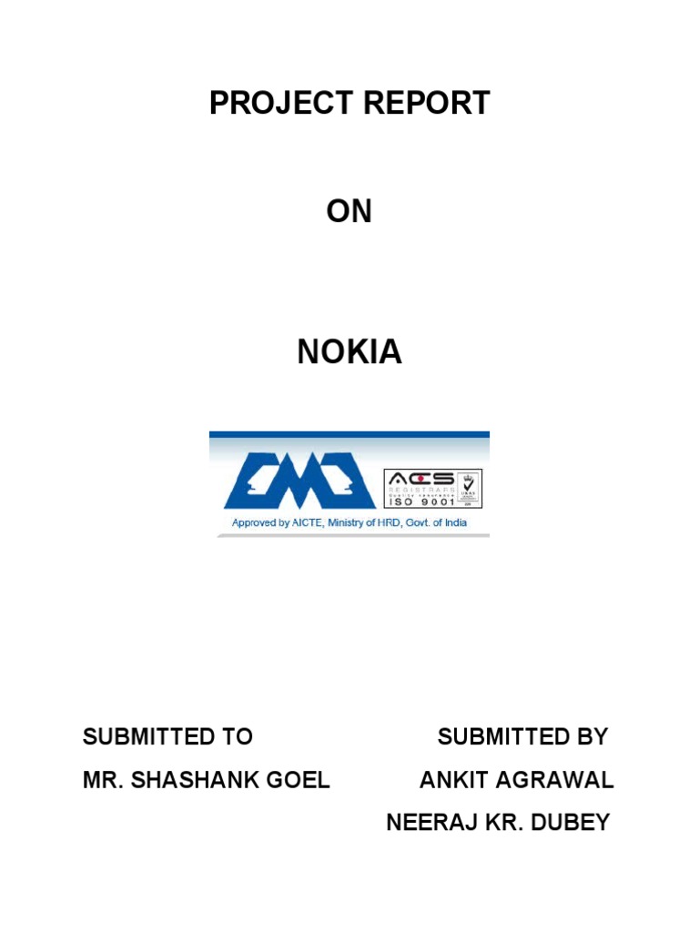 Nokia Project Report Overview | PDF | Pricing | Retail
