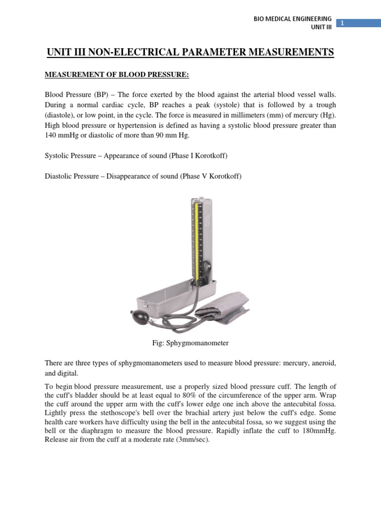 BME-Unit III | PDF | Blood Pressure | Physiology