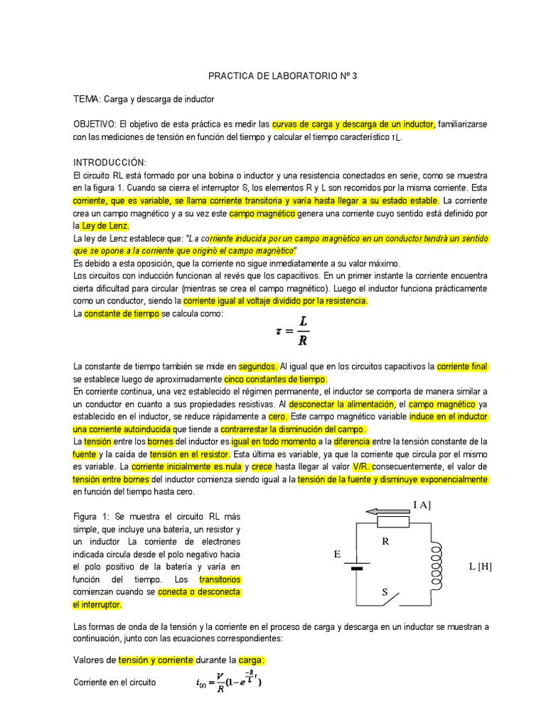 Practica Laboratorio #3 | PDF | Inductor | Corriente eléctrica