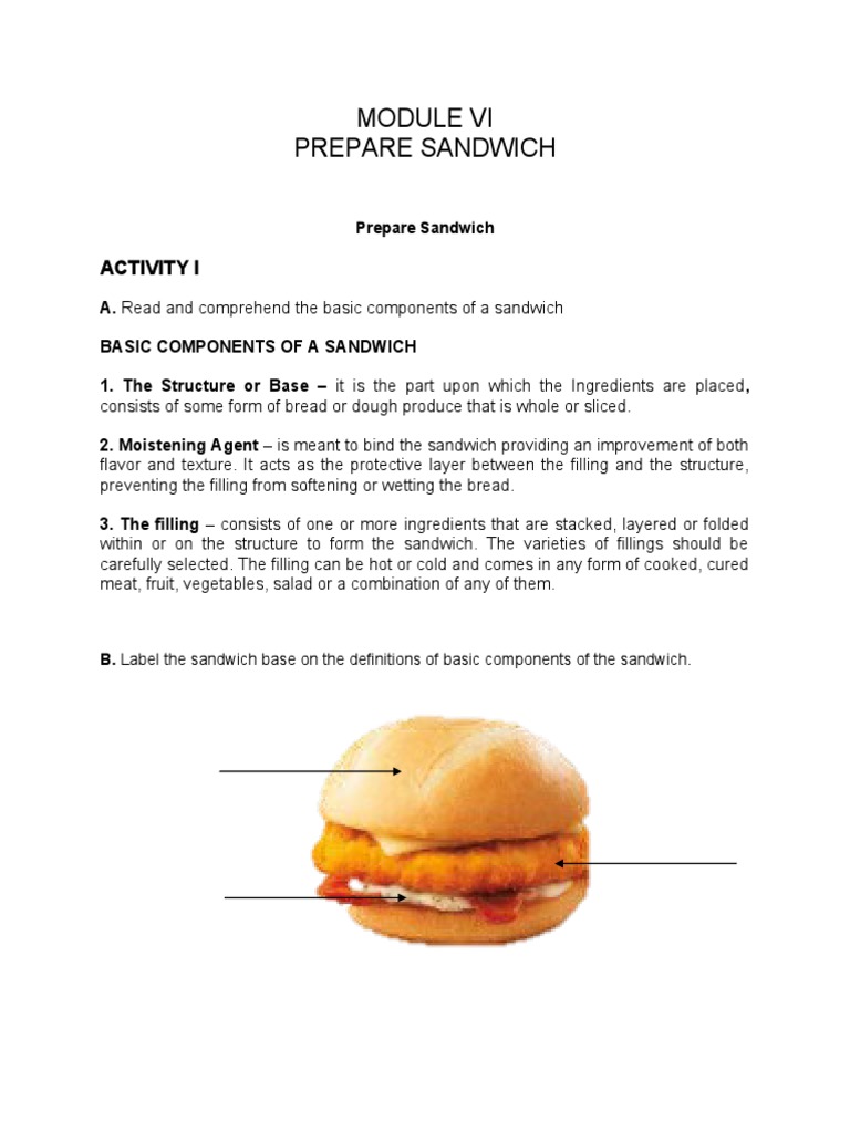 Essential Components of a Sandwich | PDF | Sandwich | Sausage