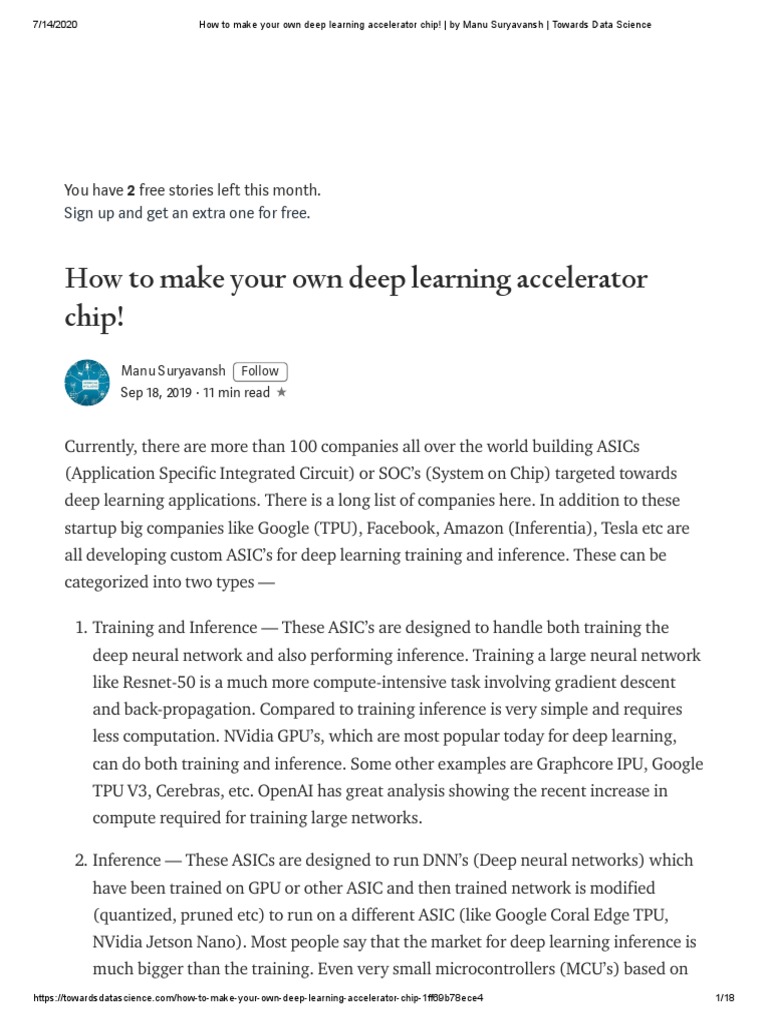 How To Make Your Own Deep Learning Accelerator Chip - by Manu ...