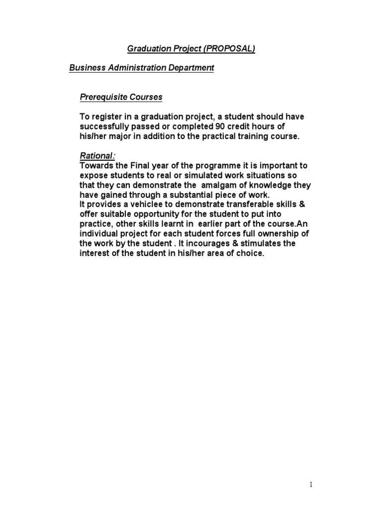 Graduation Project (PROPOSAL) Business Administration Department | PDF ...