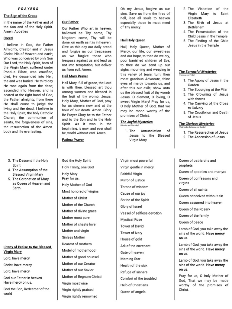 Prayers: The Sign of The Cross Our Father | PDF | Mary, Mother Of Jesus ...