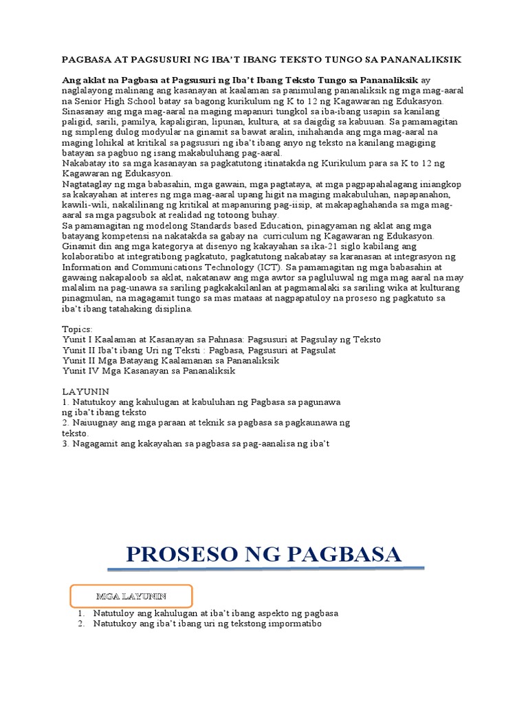 Pagbasa at Pagsusuri NG Iba Modyul | PDF