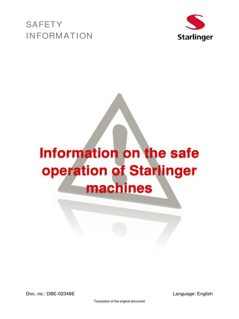 Information On The Safe Operation of Starlinger Machines | PDF | Safety ...
