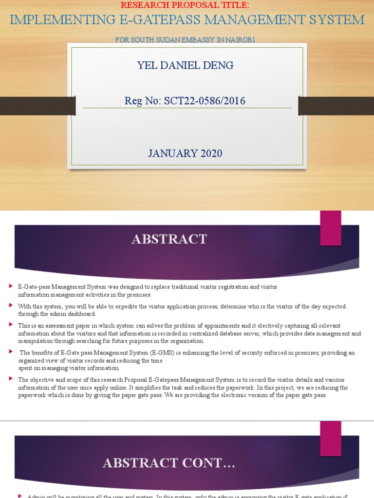 Implementing E-Gatepass Management System: Yel Daniel Deng Reg No ...