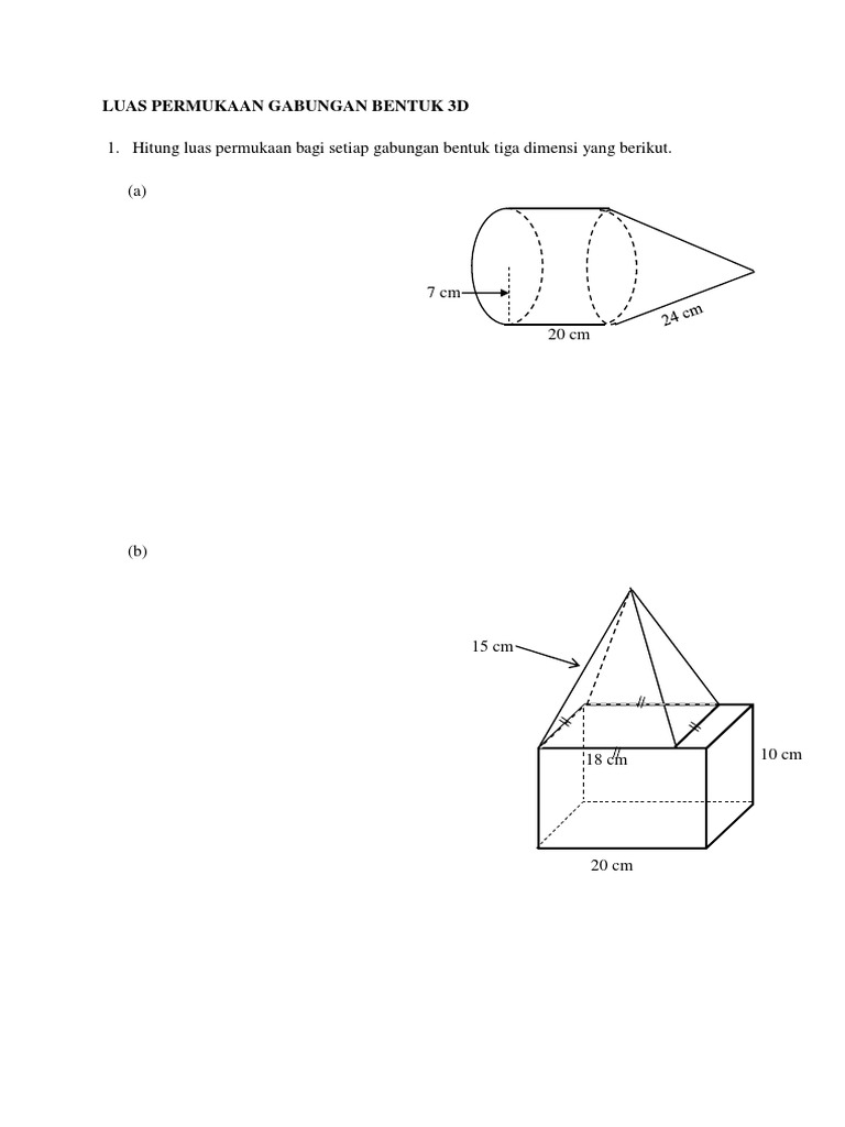 Luas Permukaan & Isipadu Gabungan Bentuk 3D | PDF