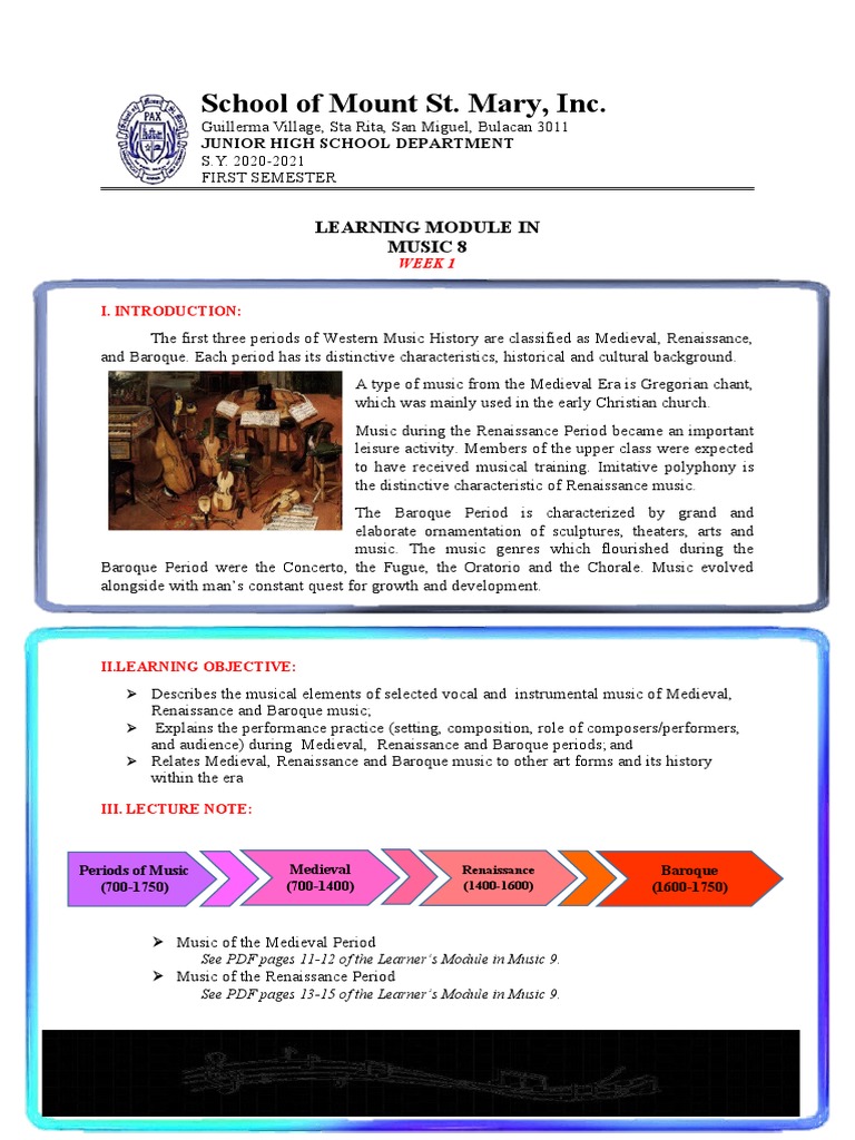 First Quarter Music 9 Learners Module For Online Class | PDF ...