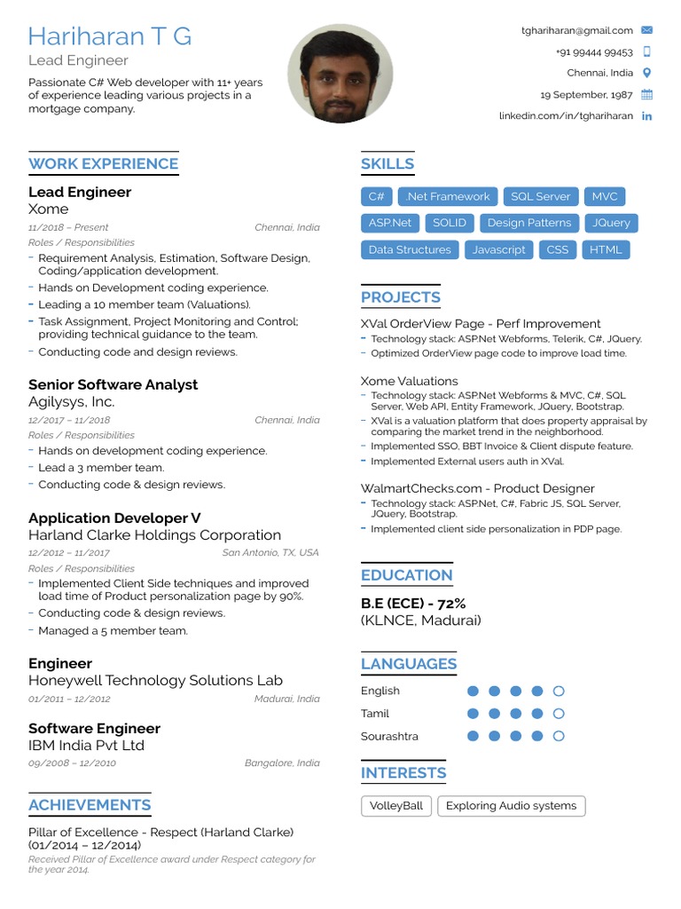 Hariharan's Profile PDF | PDF | J Query | Model–View–Controller