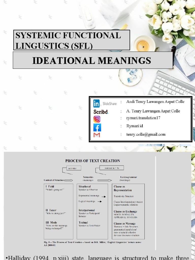 Ideational Meaning in SFL | PDF | Perception | Subject (Grammar)