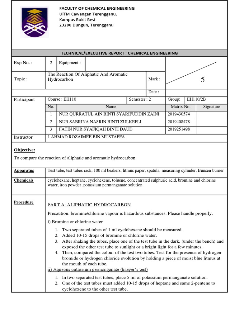 Lab Report Experiment 2 Pdf Download Free Pdf Alkene Toluene
