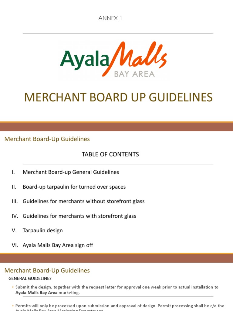 Annex 1 Merchant Board Up Guidelines | PDF | Business