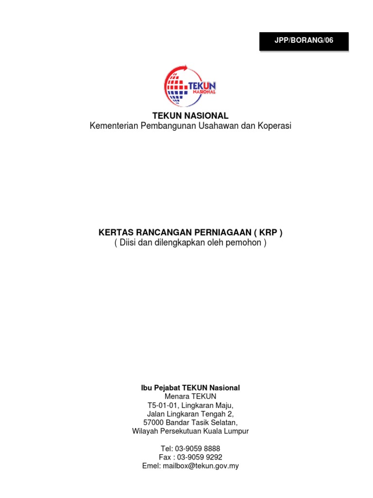 JPP Borang 06 Kertas Rancangan Perniagaan KRP PDF | PDF