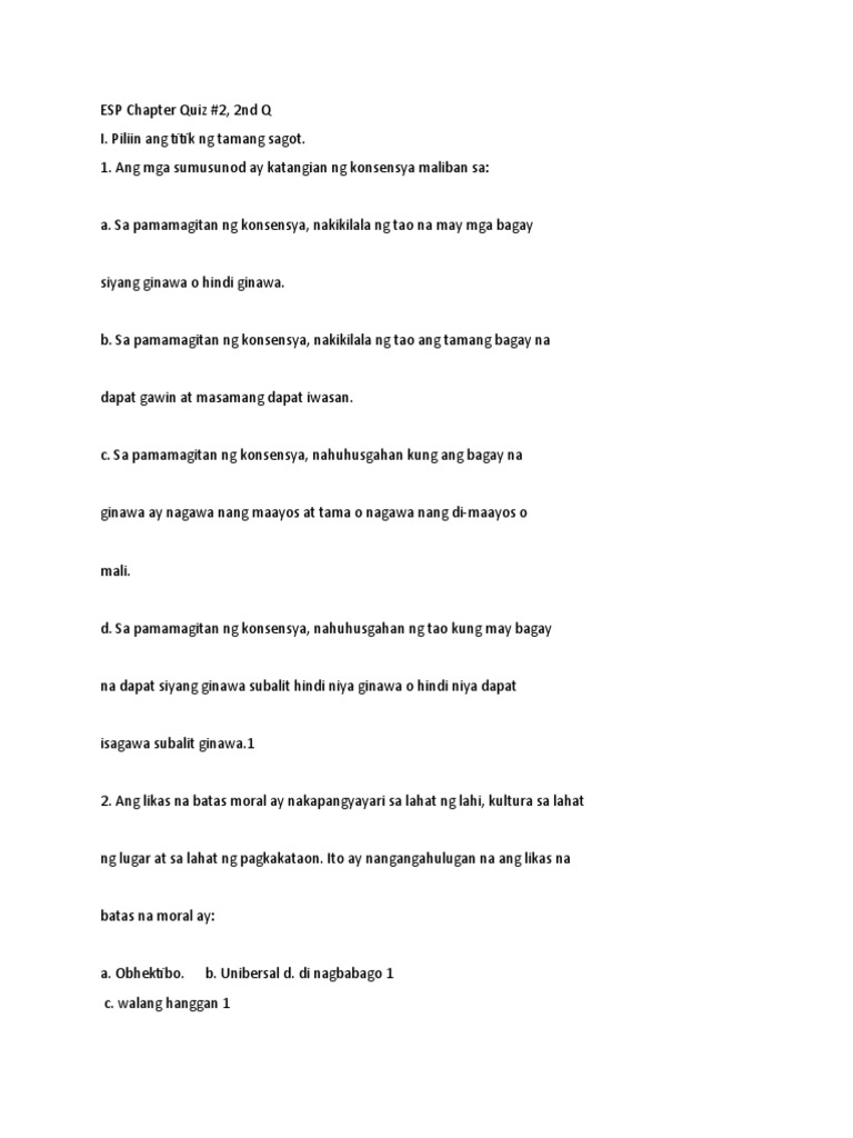 ESP Chapter Quiz 2 | PDF