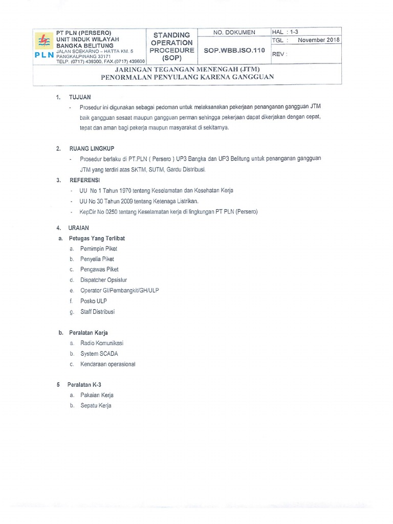 1.10 SOP PENORMALAN PENYULANG KARENA GANGGUAN Rev PDF | PDF