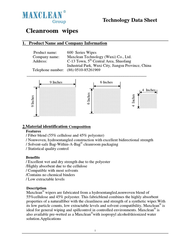 MAXCLEAN WIPER-600 S4ff7987c7ba99 | PDF | Nonwoven Fabric | Polyester