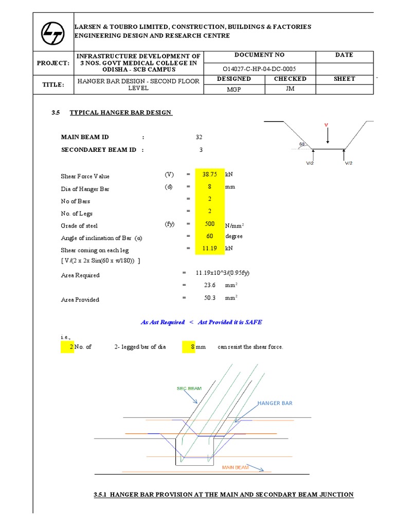 Hanger Bar Design for Beam Reinforcement | PDF | Classical Mechanics ...