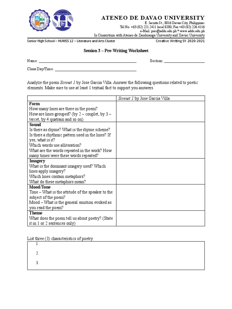 Session 3 Post-Reading Worksheet | PDF