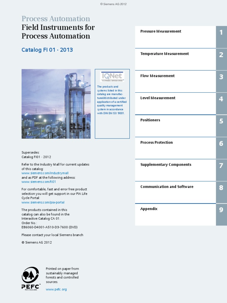 Siemens Field Instruments For Process Automation Catalog 2013 PDF | PDF ...
