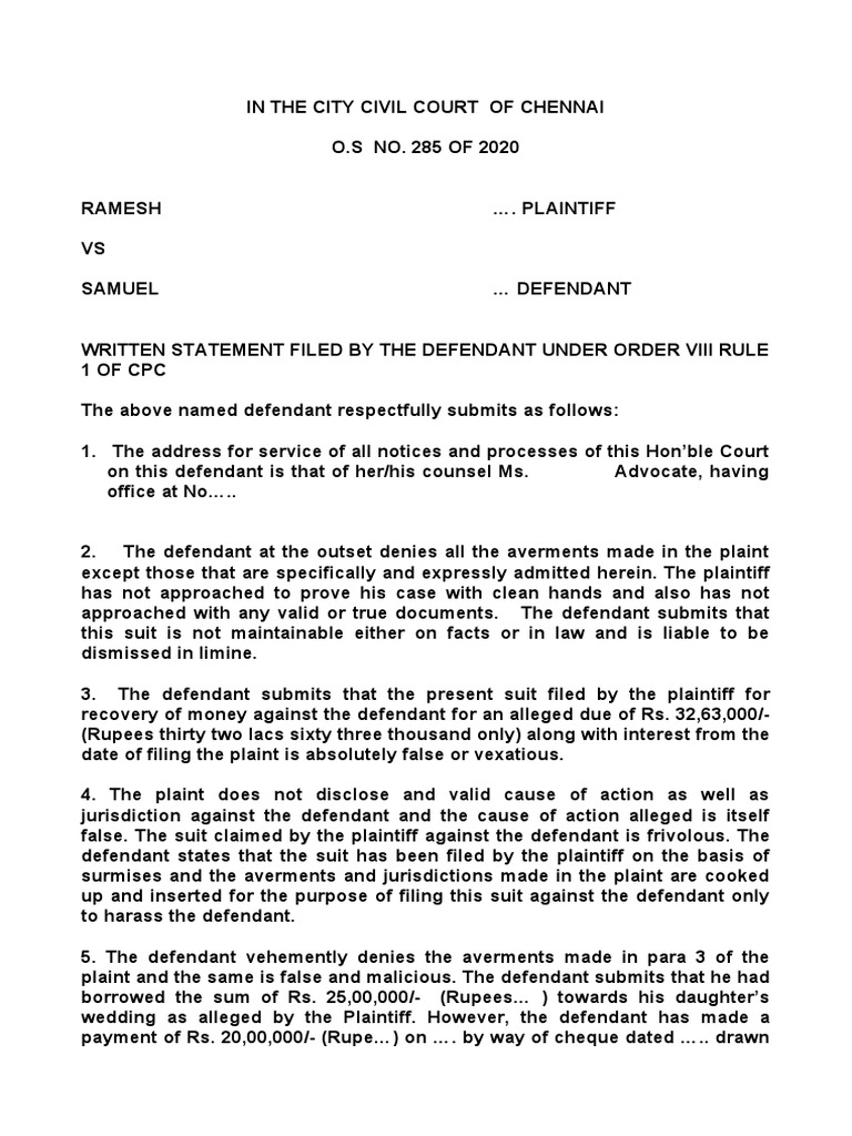 Written Statement | PDF | Lawsuit | Judiciaries