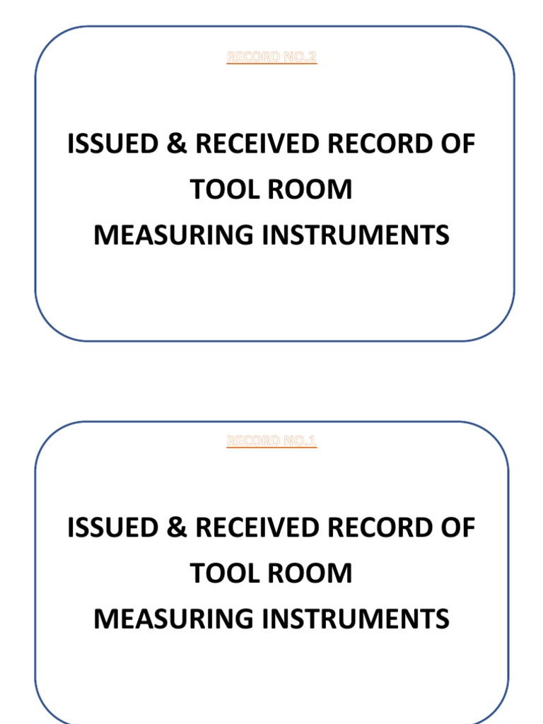 Tool Room Inventory Records | PDF