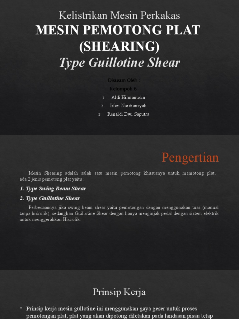 Mesin Shearing: Prinsip dan Spesifikasi | PDF | Griya & Taman