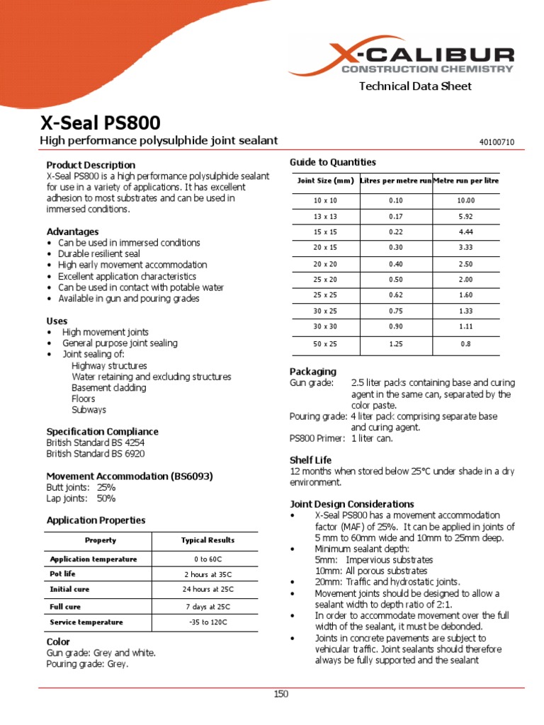 X-Seal PS800: Technical Data Sheet | PDF | Road Surface | Litre