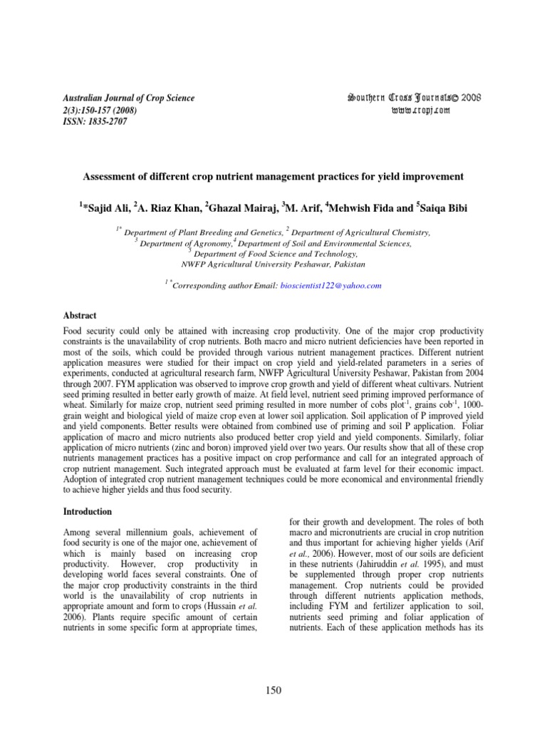 Assessment of Different Crop Nutrient Ma | PDF | Agriculture | Wheat