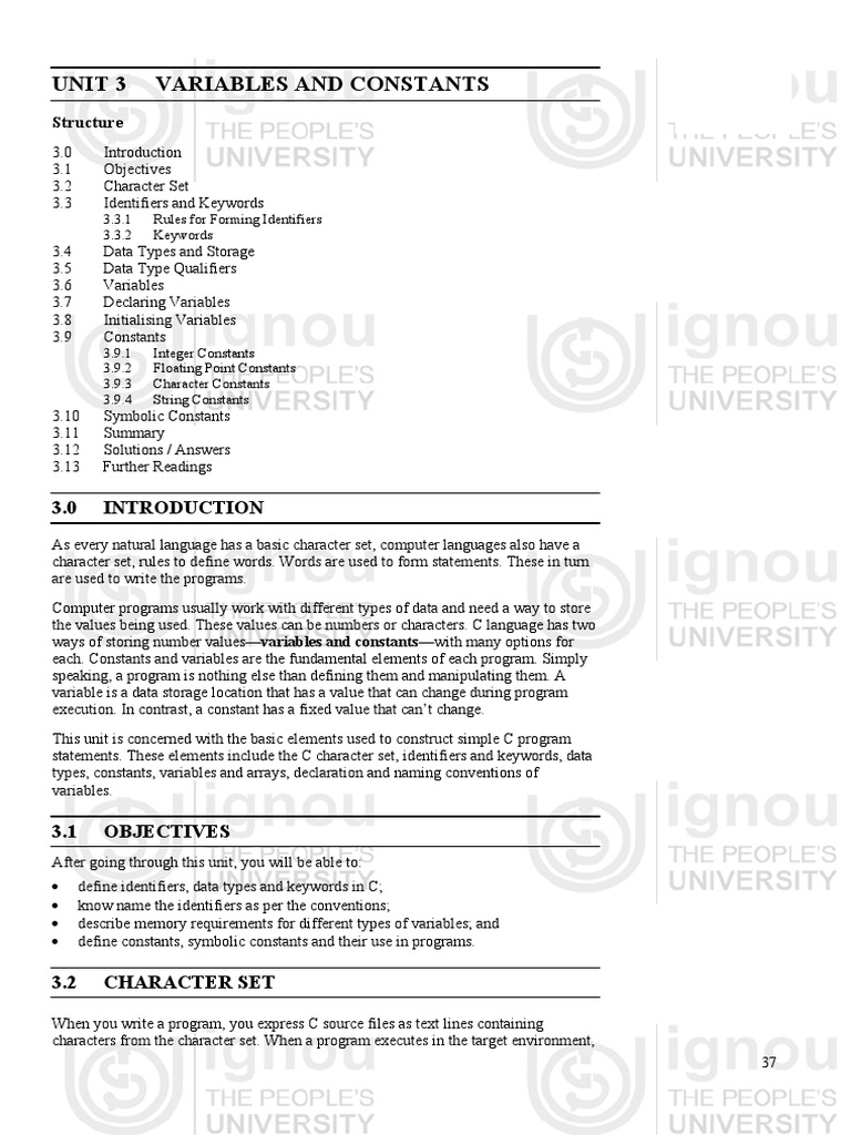 Unit 3 Variables And Constants Structure Pdf Integer Computer Science Data Type