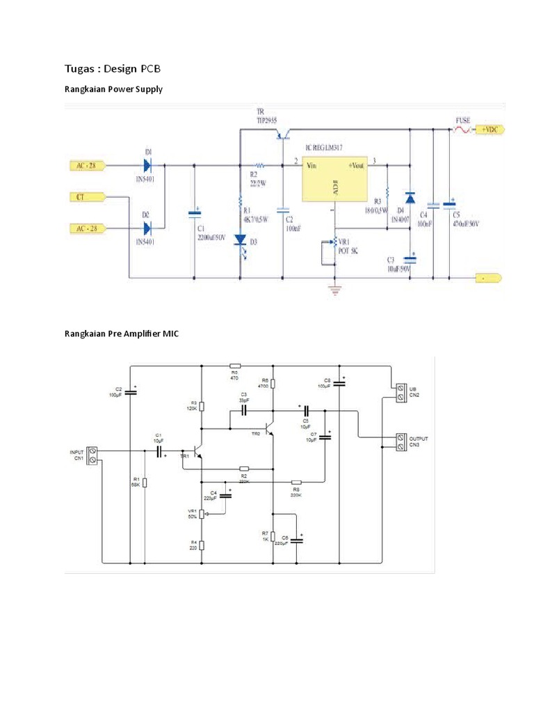 Gambar Skema Rangkaian Untuk Latihan Design PCB | PDF