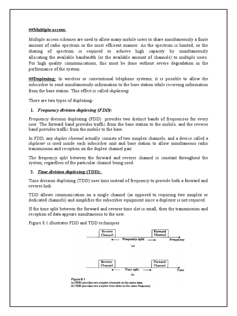 ##Multiple Access:: Duplexer Is Used Inside Each Subscriber Unit and ...